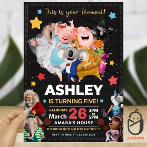 Sing 2 Birthday Invitation - Laumarybaby