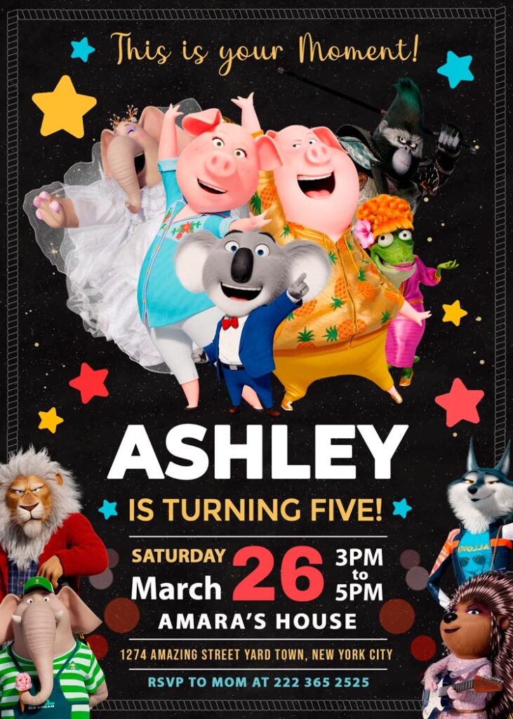 Sing 2 Birthday Invitation - Laumarybaby
