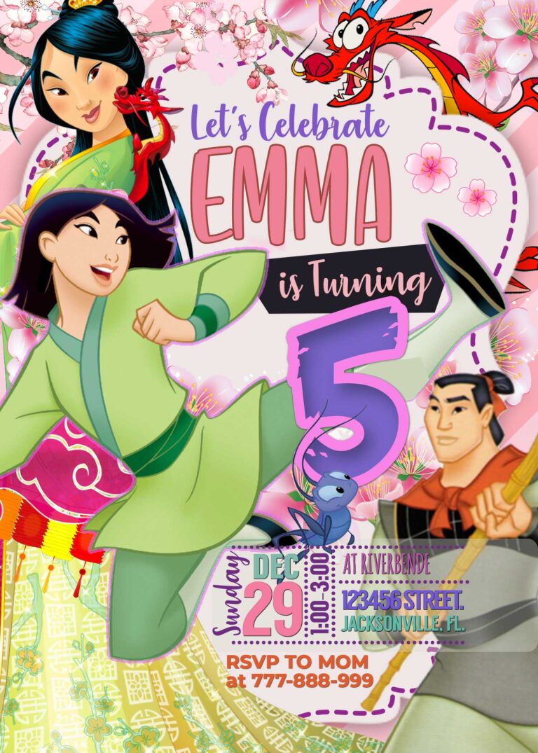 Mulan Birthday Invitation - Laumarybaby