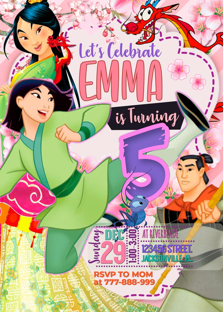 Mulan Birthday Invitation - Laumarybaby