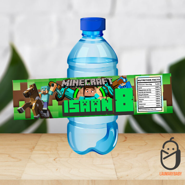 Minecraft Birthday Bottle Labels - Laumarybaby