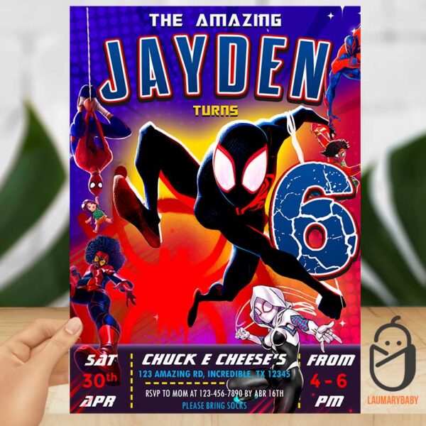 Spiderman Across the Spiderverse Birthday Invitation