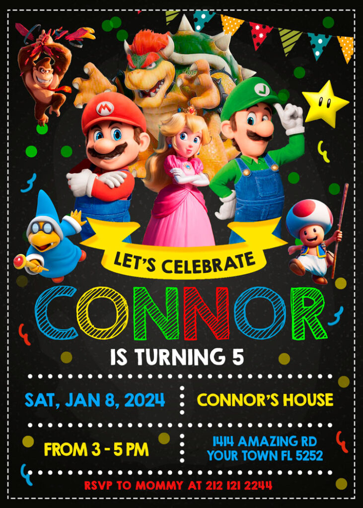 THE SUPER MARIO BROS MOVIE BIRTHDAY INVITATION - Laumarybaby