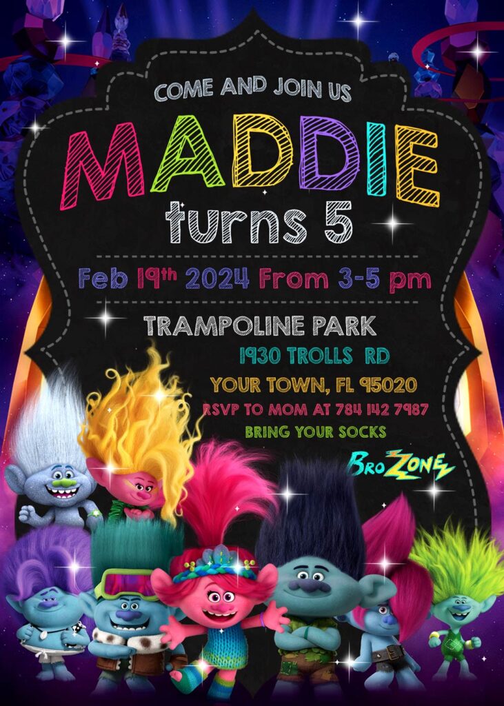 TROLLS BAND TOGETHER BIRTHDAY INVITATION - Laumarybaby