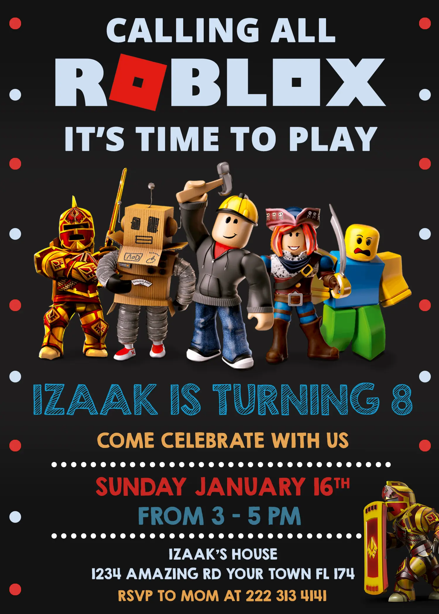Roblox Birthday Party Invitation