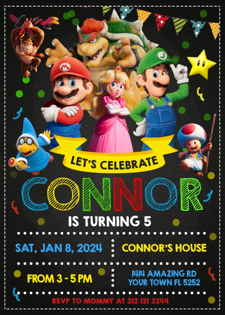 THE SUPER MARIO BROS MOVIE BIRTHDAY INVITATION - Laumarybaby