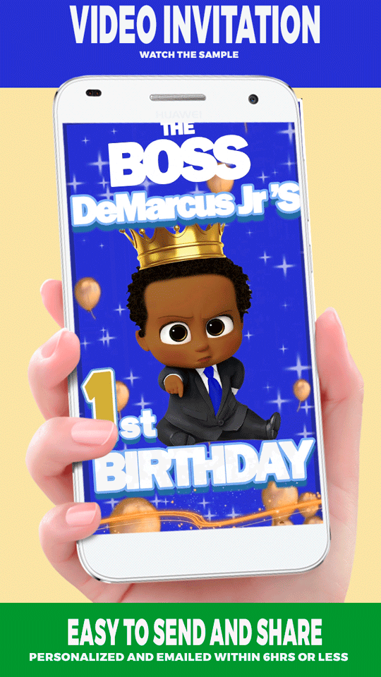 BOSS BABY AFRO BOY BIRTHDAY VIDEO INVITATION - Laumarybaby