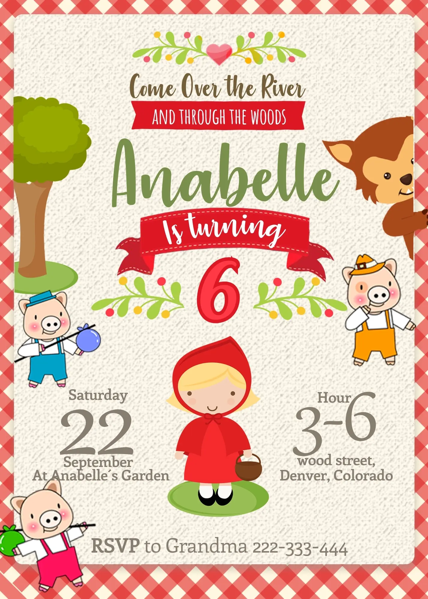 Little Red Riding Hood Birthday Invitation Template - Laumarybaby ...