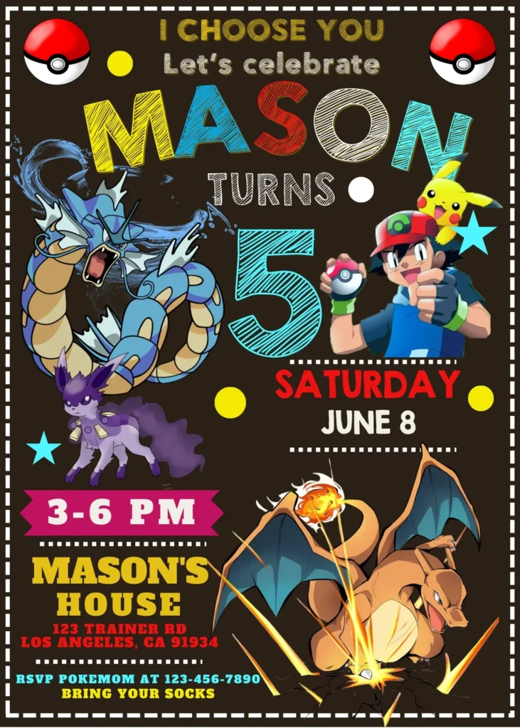 Blank Printable Pokemon Birthday Invitations For Boys