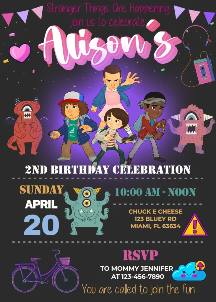 STRANGER THINGS BIRTHDAY INVITATION - Laumarybaby, great price 6.99$