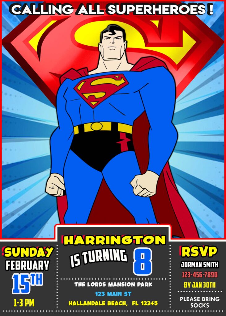 Superman Birthday Invitation - Laumarybaby