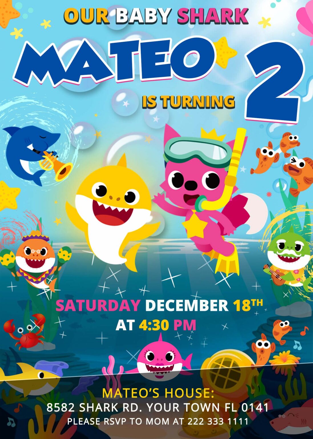 Baby Shark Birthday Invitation - Laumarybaby