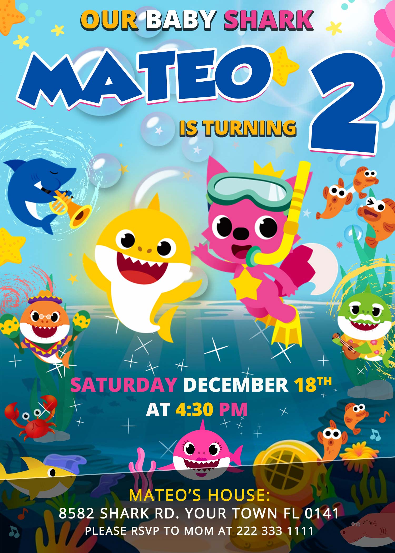 Baby Shark Birthday Invitation - Laumarybaby
