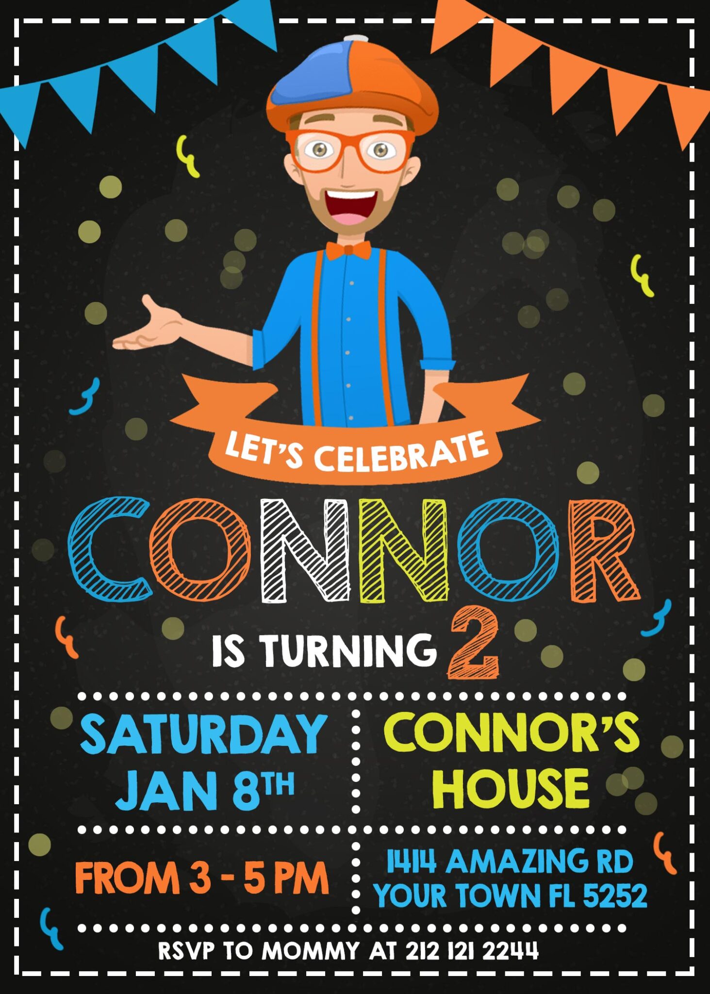 Blippi Birthday Invitation - Laumarybaby