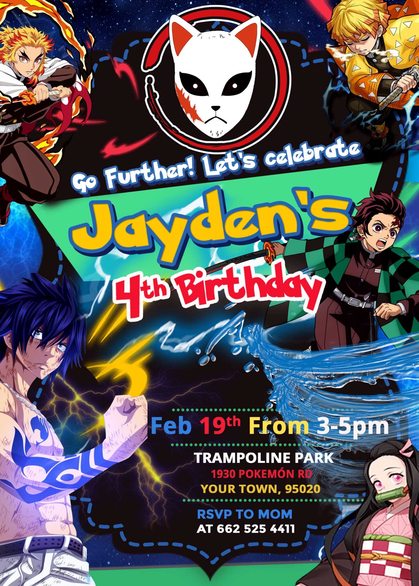 Demon Slayer Birthday Invitation Printable