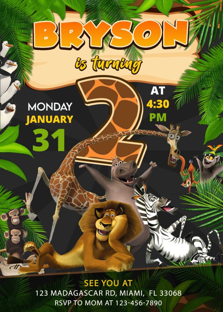 Madagascar Birthday Invitation - Laumarybaby