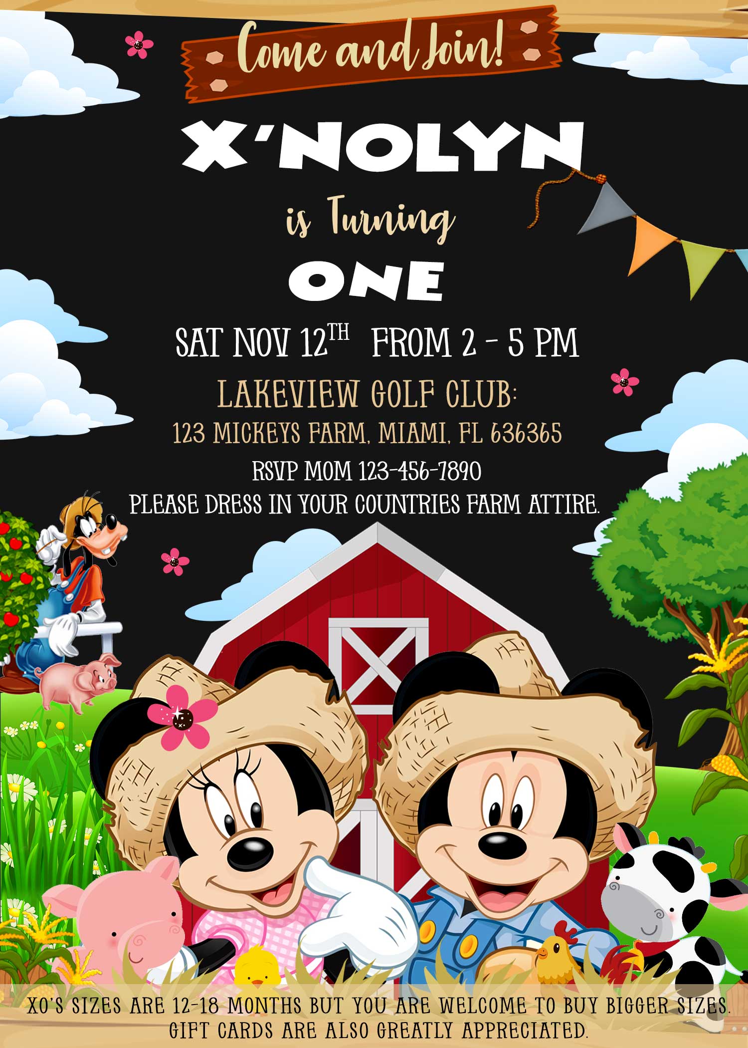Minnie and Mickey Mouse Farm Birthday Invitation - Laumarybaby