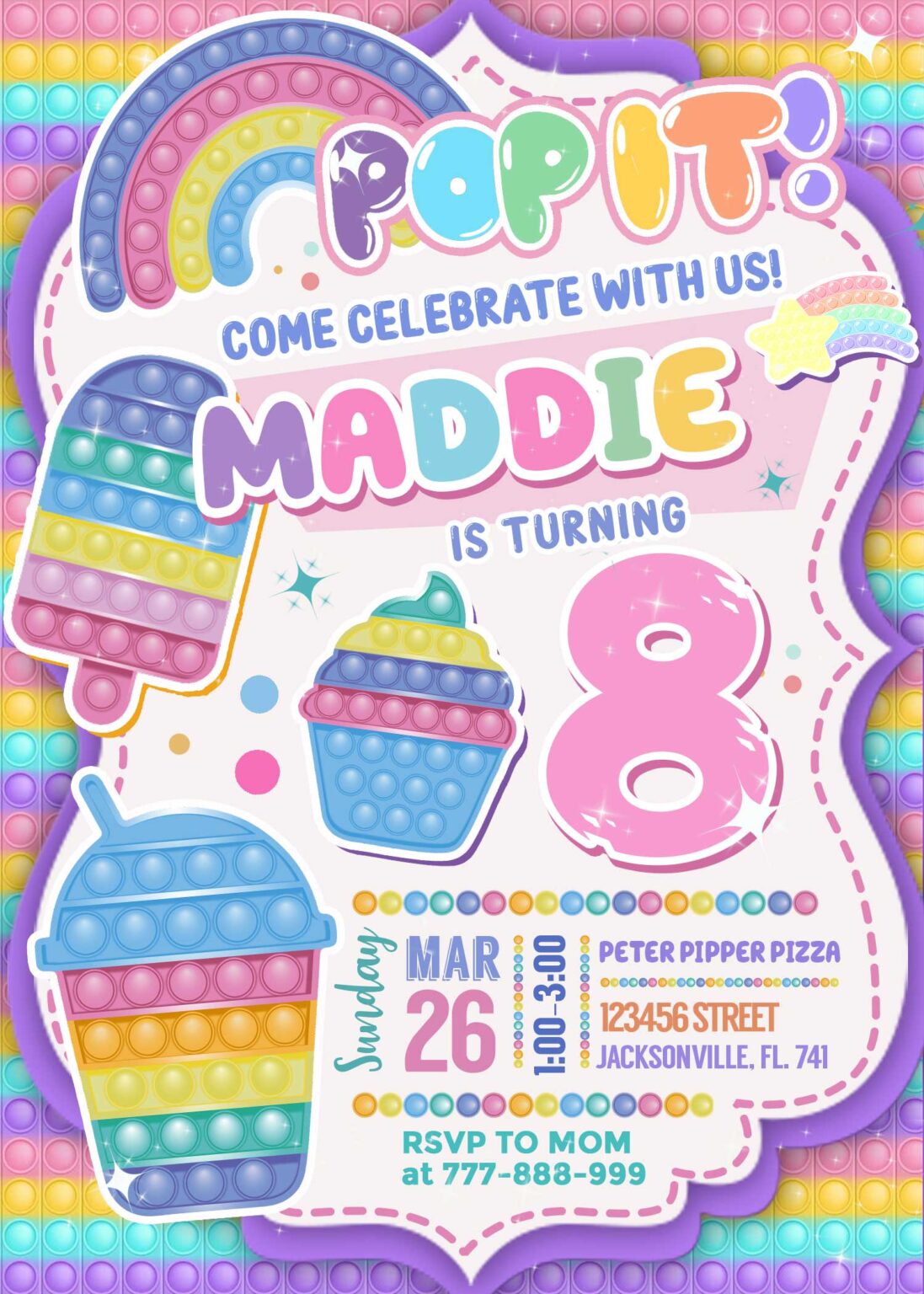 Pop it Birthday Invitation - Laumarybaby