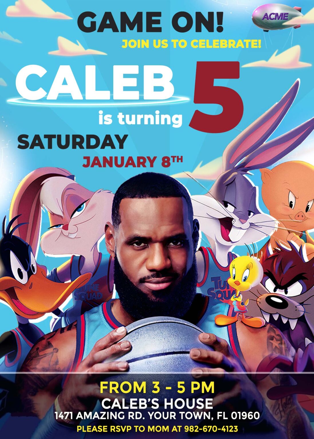 Space Jam Birthday Invitation - Laumarybaby